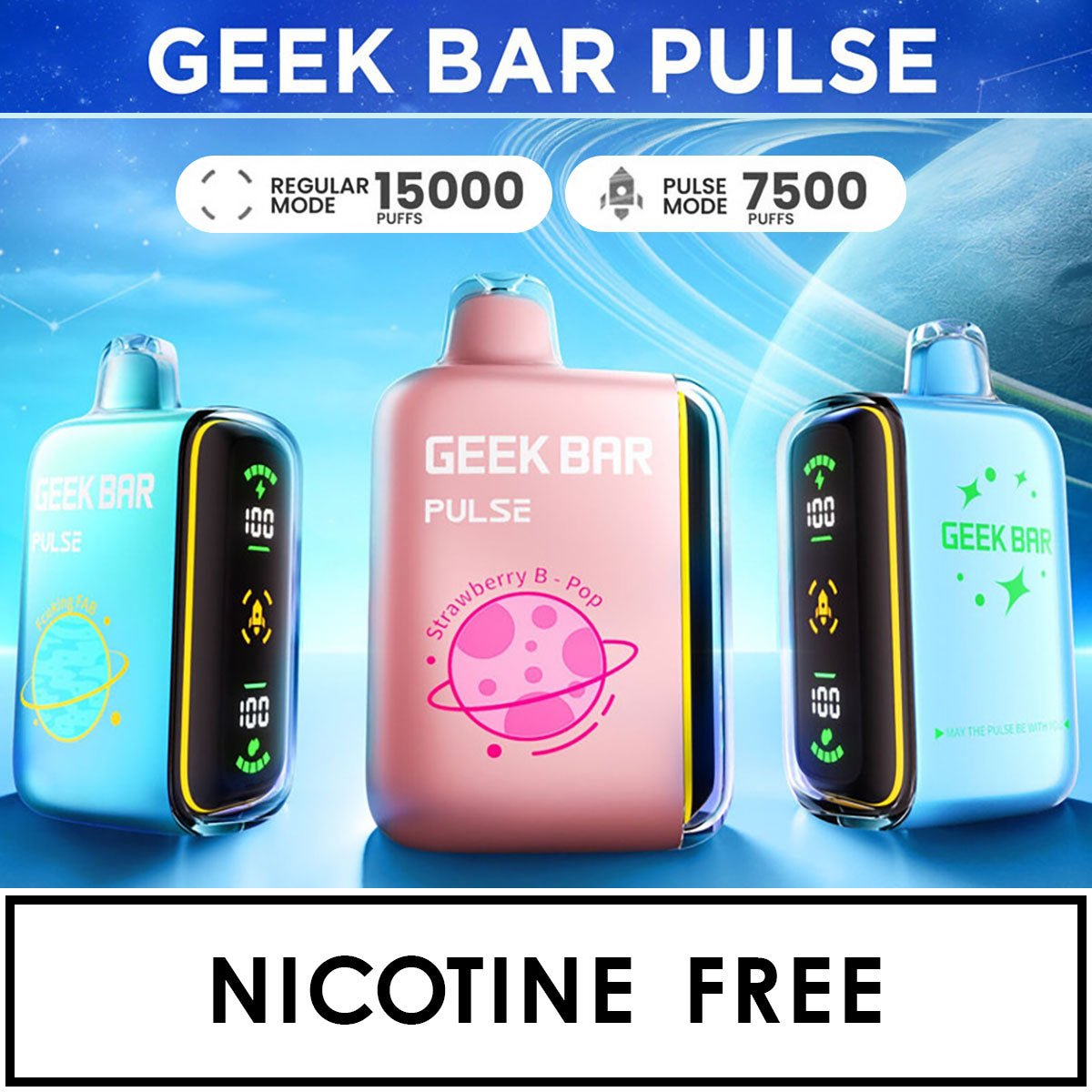 GeekBar Pulse - No Nicotine Vape With Dual Modes & Full-Screen Display